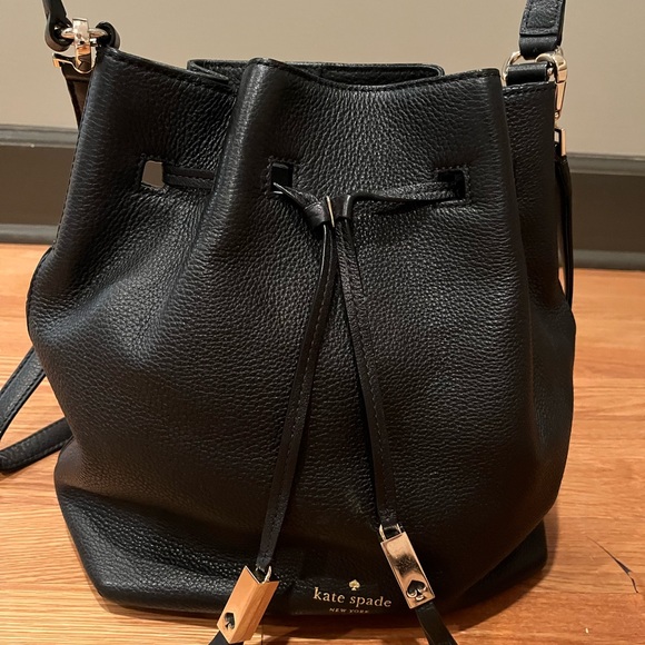 kate spade | Bags | Kate Spade Blk Pebbled Leather Bucket Bag | Poshmark